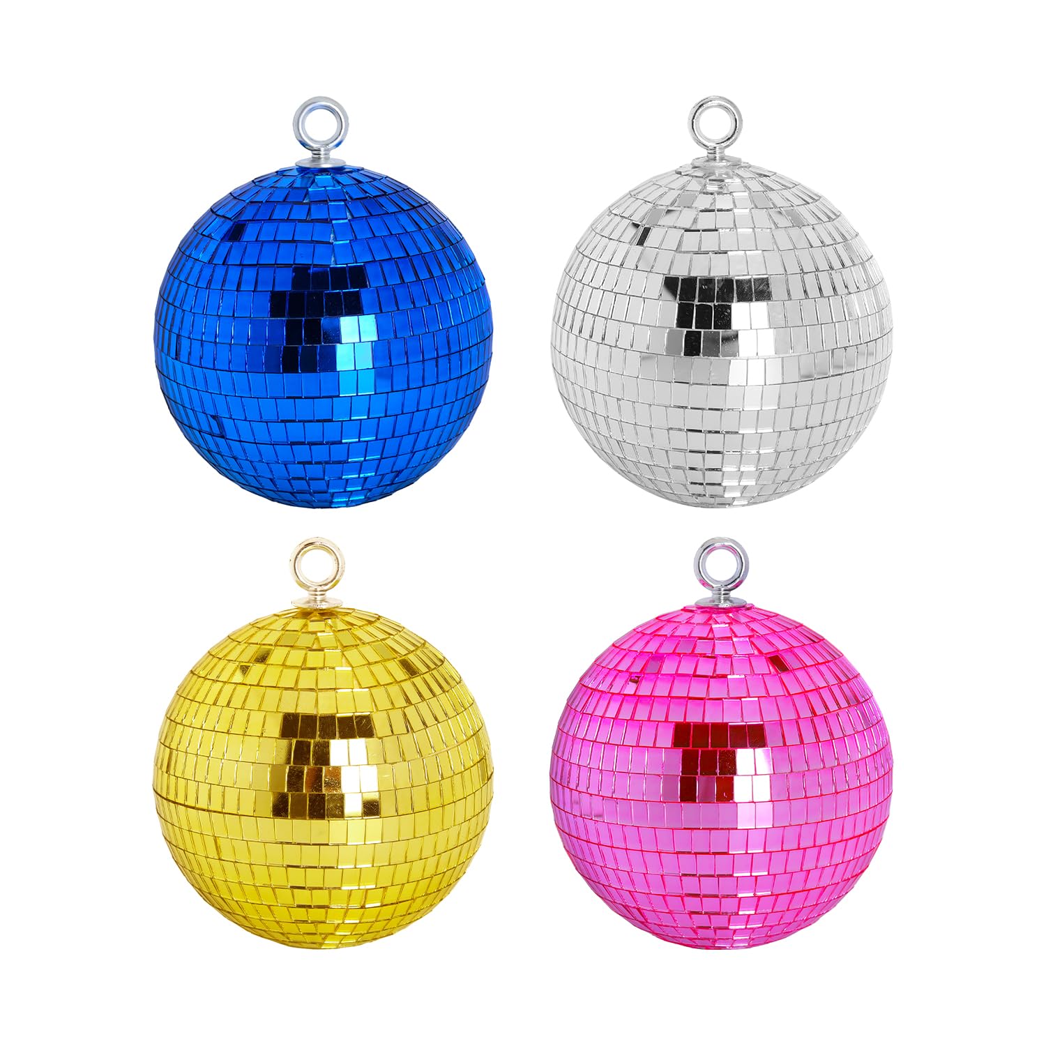 Mirror Disco Ball Decor with Hanging Ring: 8 Inch Large Gold Disco Ball Ornaments - Hanging Party Disco Balls for Party Decorations, 70s Theme Party, DJ, Wedding, Birthday, Christmas