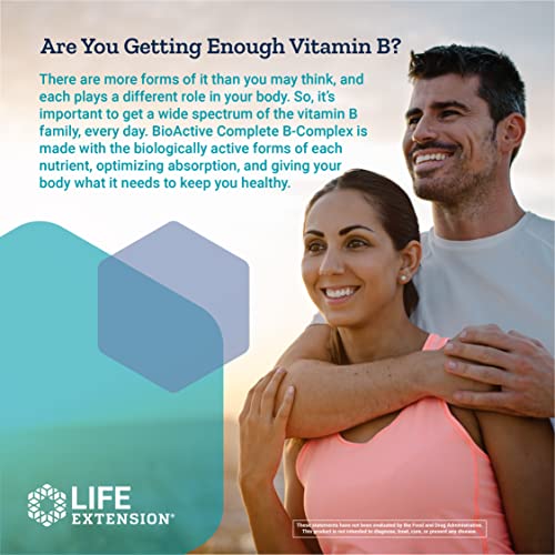 Life Extension BioActive Complete B Complex – Complete Formula for Vitamin B Benefits – Boosts Energy Production & Promotes Metabolism - Gluten-Free, Non-GMO – 60 Vegetarian Capsules