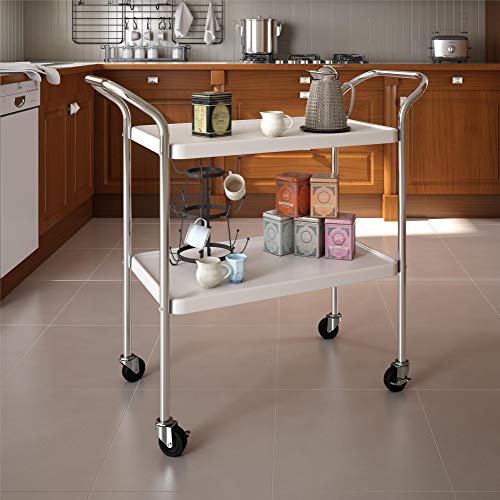 COSCO Stylaire 2 Tier Serving Cart, White & Silver