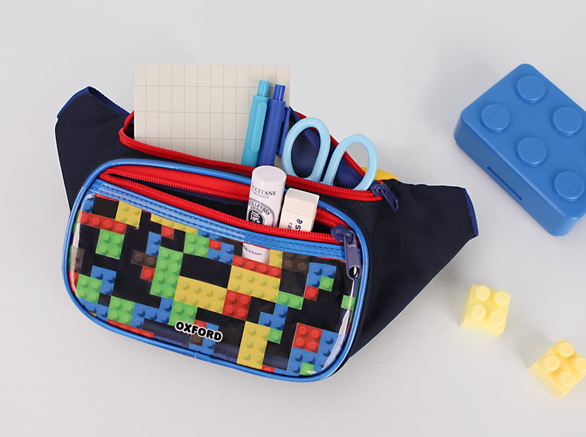Bricks Patterned Waist Fanny Pack Hipsack Colored Building Blocks Belt Bag Crossbody Sling Phone Pouch for Travel