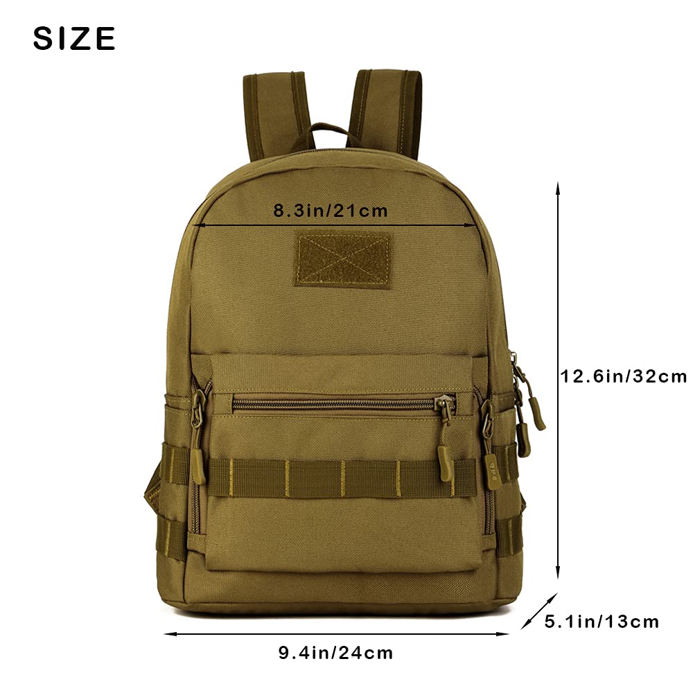 CREATOR 10L Mini Backpack Military MOLLE Tactical Backpack Rucksack Travel Daypack Gear Assault Pack (Brown)