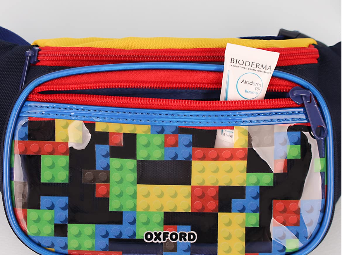 Bricks Patterned Waist Fanny Pack Hipsack Colored Building Blocks Belt Bag Crossbody Sling Phone Pouch for Travel