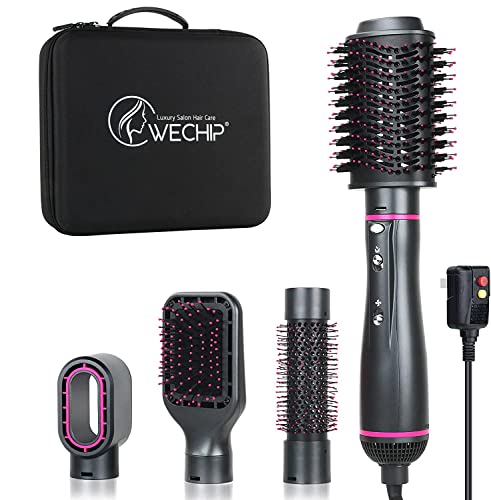 Hot Air Brush, 4 in 1 One Step Professional Hair Dryer Brush for Curling Drying Straightening Combing, [Ceramic Coating][Negative Ion] Volumizer Hair Dryer Brush