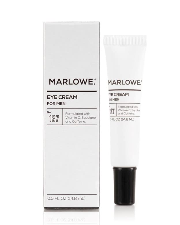 MARLOWE. No. 127 Mens Eye Cream with Vitamin C, Caffeine and Moisturizing Squalane for Puffiness, Wrinkles & Dark Circles, Targeted Under Eye Skin Care, 0.5 FL Oz