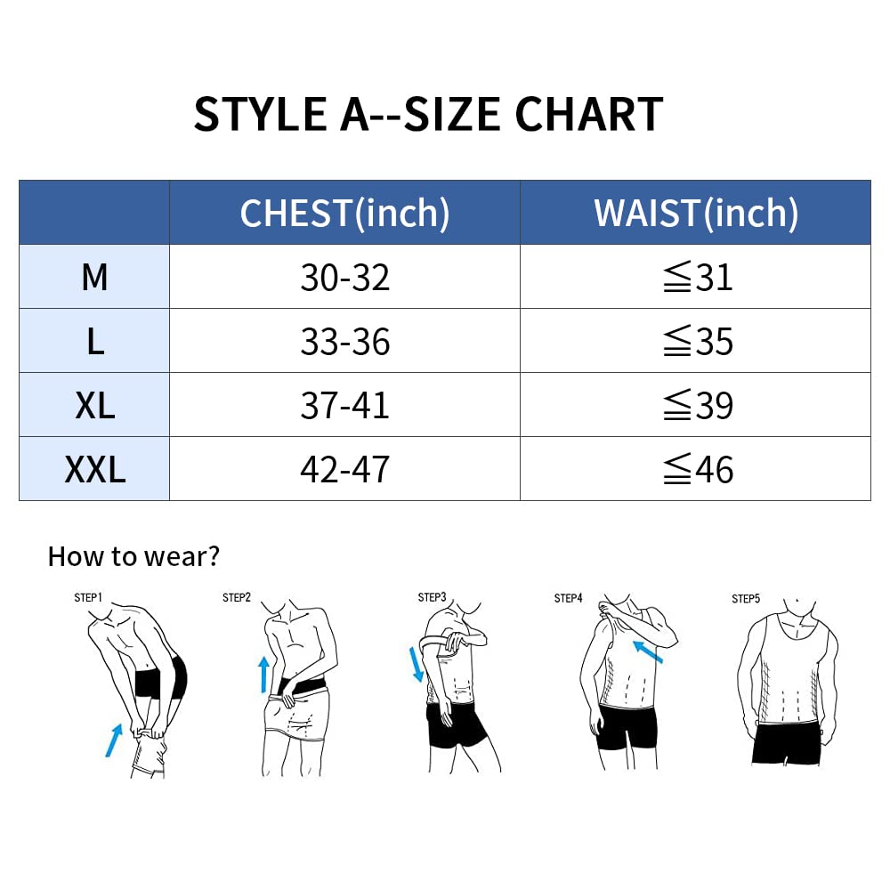 GSKS Compression Shirts for Men Body Shaper Slimming Shirts Shapewear with Zipper Black