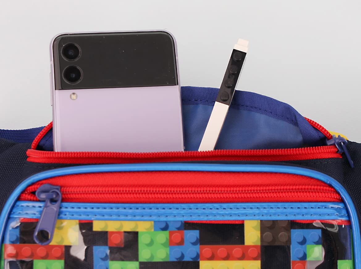 Bricks Patterned Waist Fanny Pack Hipsack Colored Building Blocks Belt Bag Crossbody Sling Phone Pouch for Travel