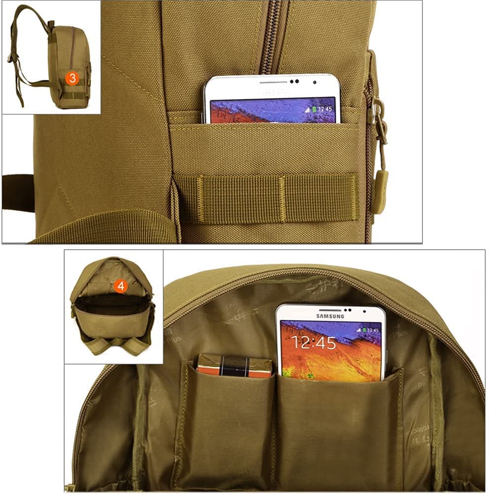 CREATOR 10L Mini Backpack Military MOLLE Tactical Backpack Rucksack Travel Daypack Gear Assault Pack (Brown)