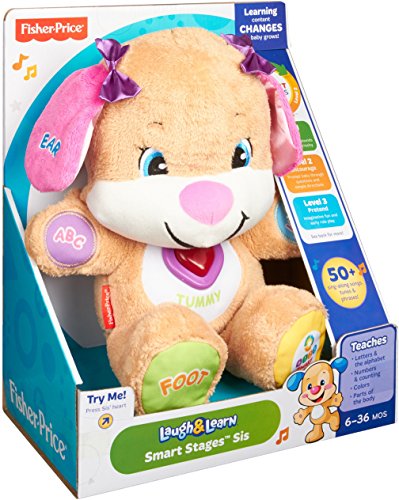 Fisher-Price Laugh & Learn Baby & Toddler Toy Smart Stages Sis Interactive Plush Dog With Music Lights & Learning Content For Ages 6+ Months
