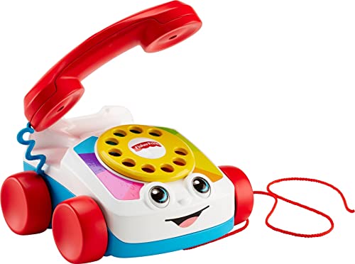 Fisher-Price Toddler Pull Toy Chatter Telephone Pretend Phone With Rotary Dial And Wheels For Walking Play Ages 1+ Years