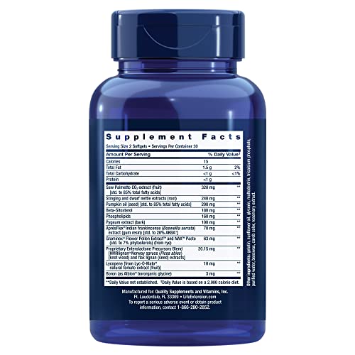 Life Extension Ultra Prostate Formula - Men’s Prostate Health Supplement with Beta Sitosterol, Saw Palmetto, Lycopene, Pumpkin Seed