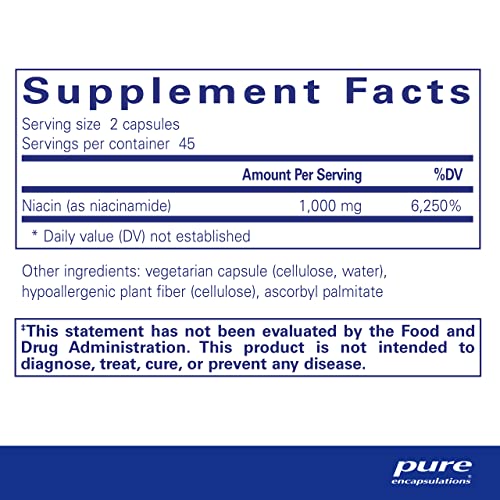 Pure Encapsulations Niacinamide | Vitamin B3 Supplement to Support Energy Metabolism, Joint Mobility, and Metabolic Function* | 90 Capsules