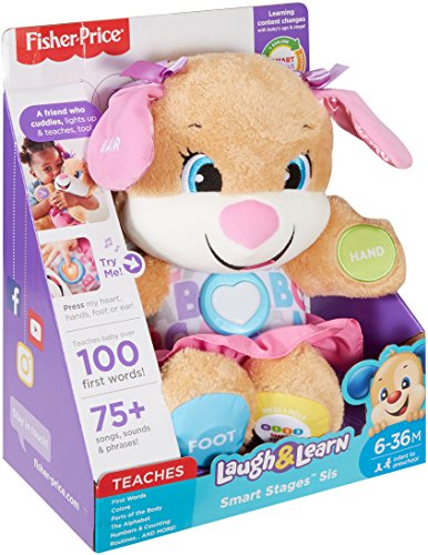 Fisher-Price Laugh & Learn Baby & Toddler Toy Smart Stages Sis Interactive Plush Dog With Music Lights & Learning Content For Ages 6+ Months