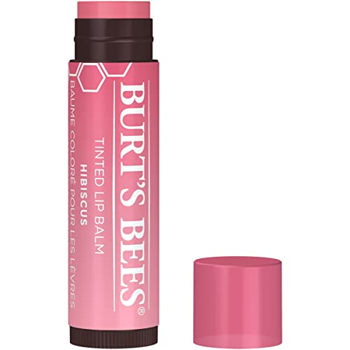 Burt's Bees Lip Balm Easter Basket Stuffers, Tinted Moisturizing Lip Care Spring Gift for Women, for Dry Lips, 100% Natural, with Shea Butter, Hibiscus (2 Pack)