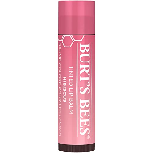 Burt's Bees Lip Balm Easter Basket Stuffers, Tinted Moisturizing Lip Care Spring Gift for Women, for Dry Lips, 100% Natural, with Shea Butter, Hibiscus (2 Pack)