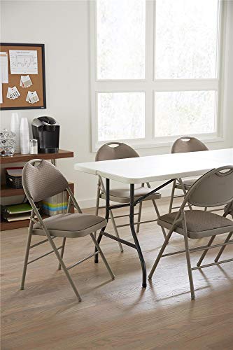 COSCO Commercial Comfort Back Fabric Folding Chair with Handle Hole, 4 pack
