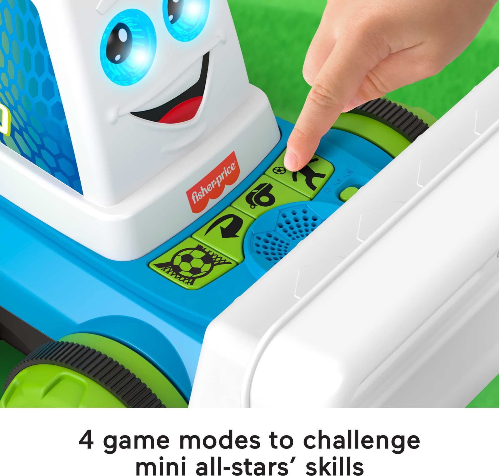 Fisher-Price Preschool Toy Goaldozer Electronic Soccer Game with Net Lights Sounds & Motorized Motion for Sports Play Kids Ages 3+ Years