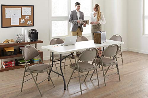 COSCO Commercial Comfort Back Fabric Folding Chair with Handle Hole, 4 pack