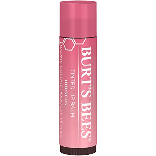 Burt's Bees Lip Balm Easter Basket Stuffers, Tinted Moisturizing Lip Care Spring Gift for Women, for Dry Lips, 100% Natural, with Shea Butter, Hibiscus (2 Pack)