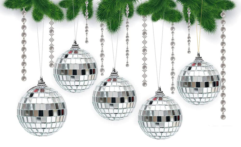 2 Pack 8" Mirror Disco Ball, Great for a Party or Dj Light Effect Christmas Decoration Accessories