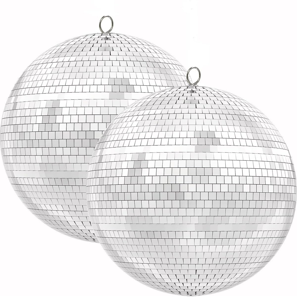 2 Pack 8" Mirror Disco Ball, Great for a Party or Dj Light Effect Christmas Decoration Accessories