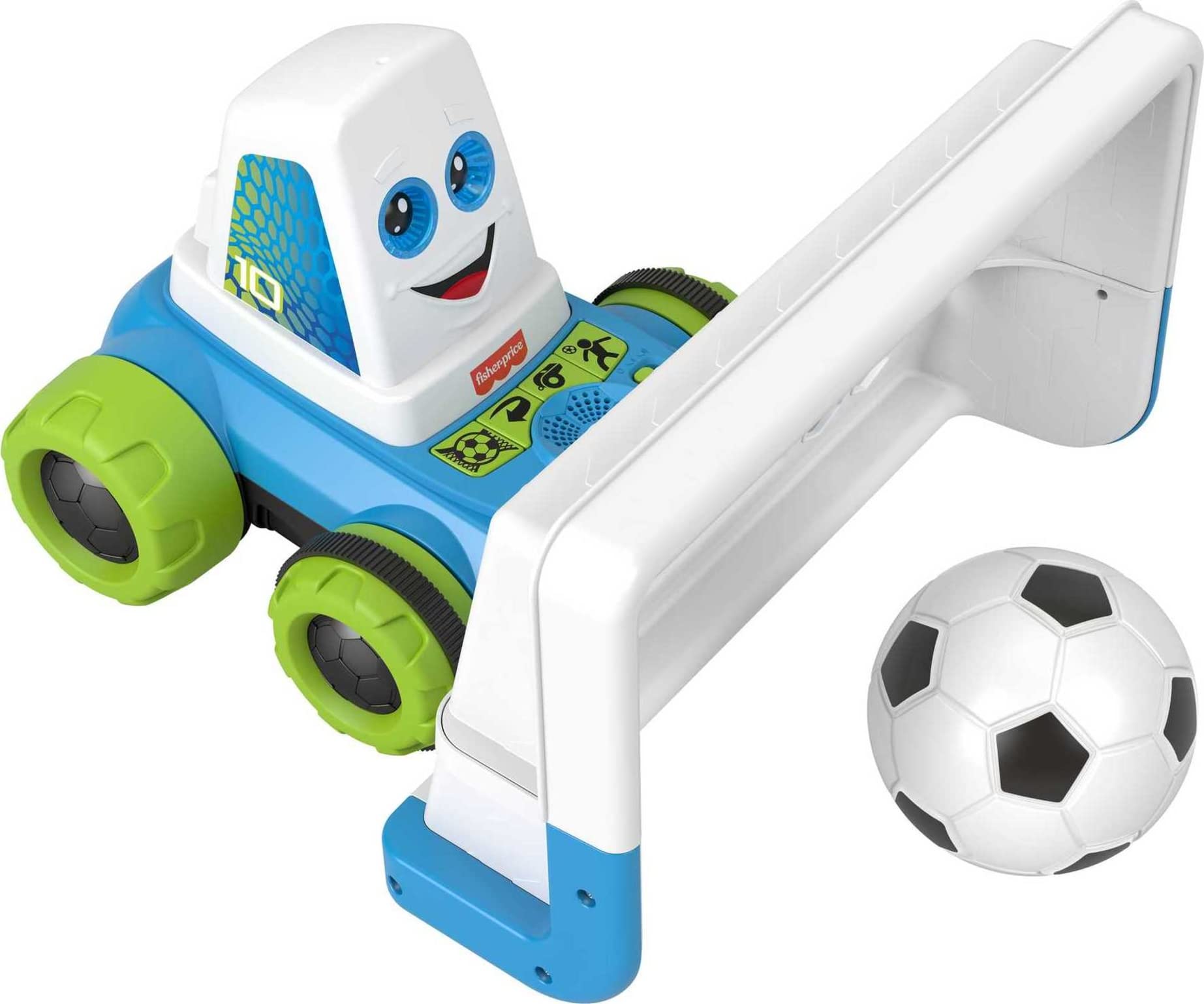 Fisher-Price Preschool Toy Goaldozer Electronic Soccer Game with Net Lights Sounds & Motorized Motion for Sports Play Kids Ages 3+ Years