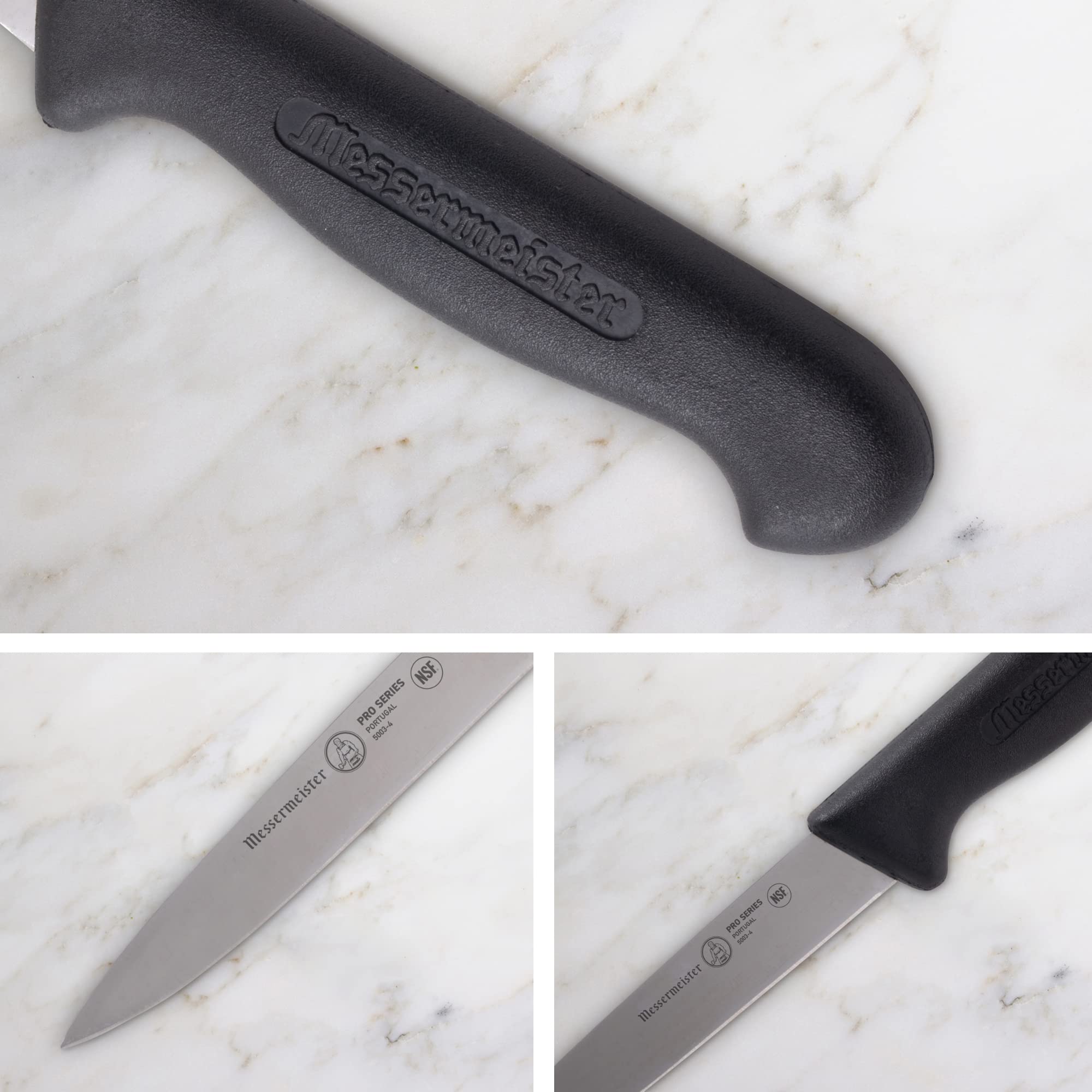 Messermeister Pro Series 4” Spear Point Paring Knife - German X50 Stainless Steel & NSF-Approved PolyFibre Handle - 15-Degree Edge, Rust Resistant & Easy to Maintain - Made in Portugal