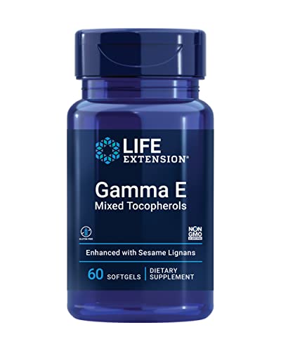 Life Extension Gamma E Mixed Tocopherols ā Complete D-Alpha Vitamin E Supplement for Heart Health and Skin Care - Gluten-Free, Non-GMO - 60 Softgels