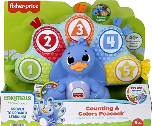 Fisher-Price Linkimals Learning Toy Counting & Colors Peacock with Interactive Lights & Music for Baby & Toddlers Ages 9+ Months