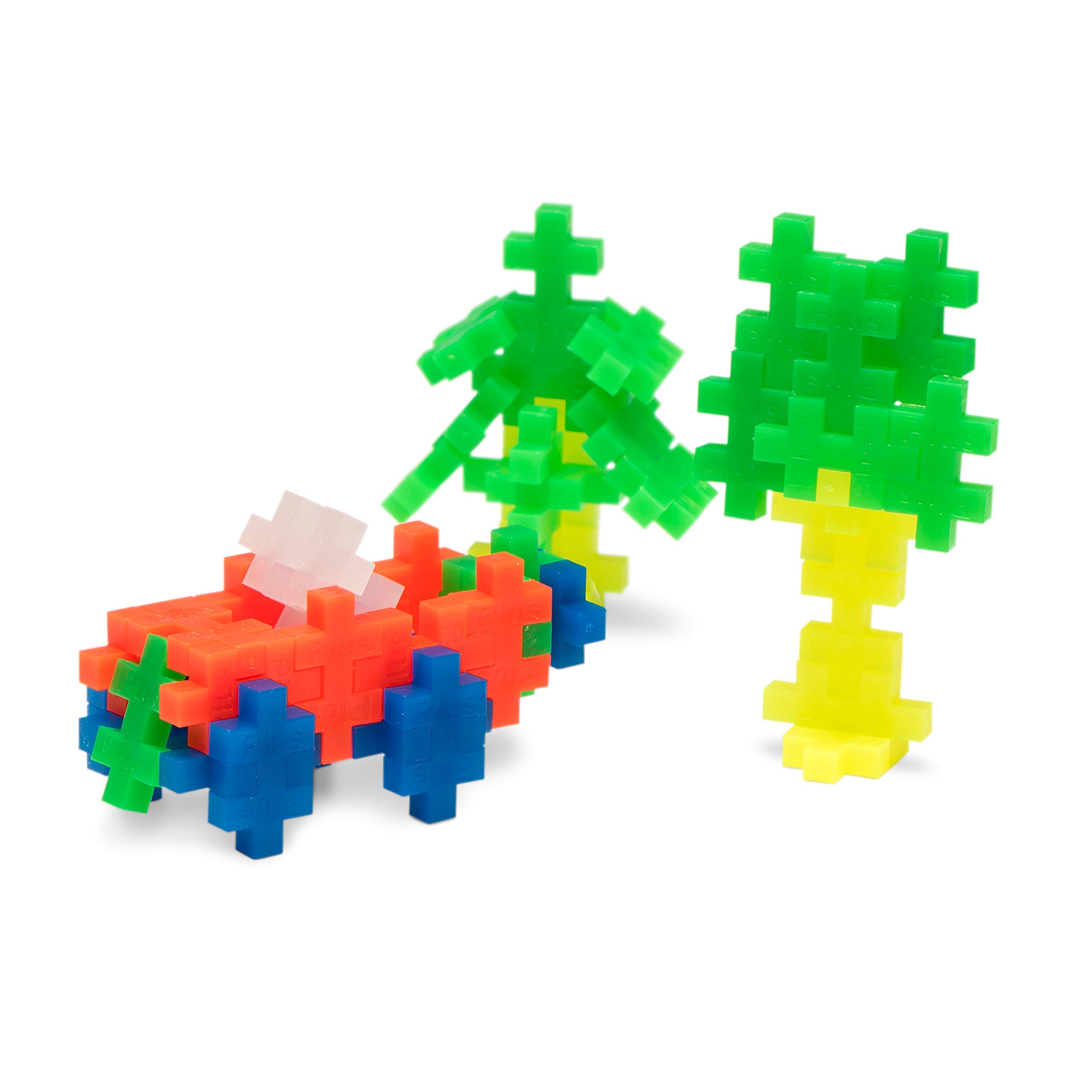 PLUS PLUS 240 Piece Interlocking Building Blocks for Kids, Open Ended Connecting Toys, STEM Bin Mini Manipulatives - Neon Mix Play Tube & Baseplate