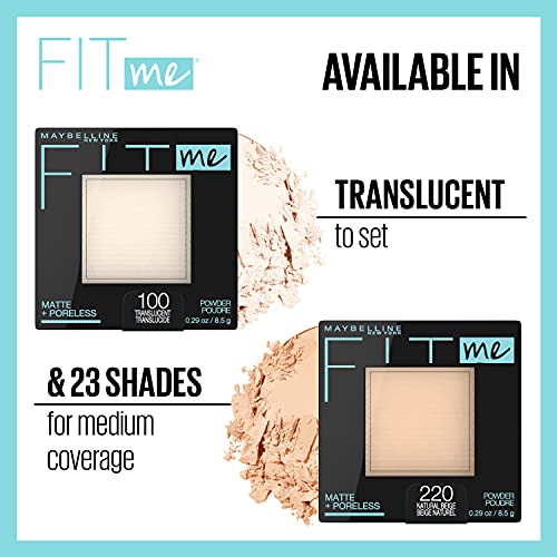 Maybelline Fit Me Matte + Poreless Pressed Face Powder Makeup, Buff Beige, 1 Count