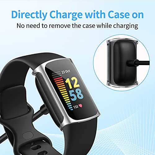 NANW 3-Pack Screen Protector Compatible with Fitbit Charge 5 (Not for Charge 4/3), TPU Rugged Bumper Case Cover All-Around Protective Plated Bumper Shell Accessories for Charge 5 Smartwatch