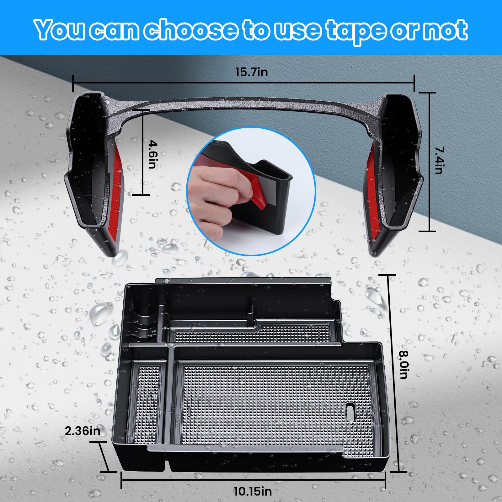 DIAMOOKY Upgraded 2PCS Center Console Organizer Compatible with Toyota 4Runner 2024 2023 2022 2021 2020 2019-2010 Gear Shift Organizer Tray Armrest Storage Box 5th Gen 4 Runner Interior Accessories