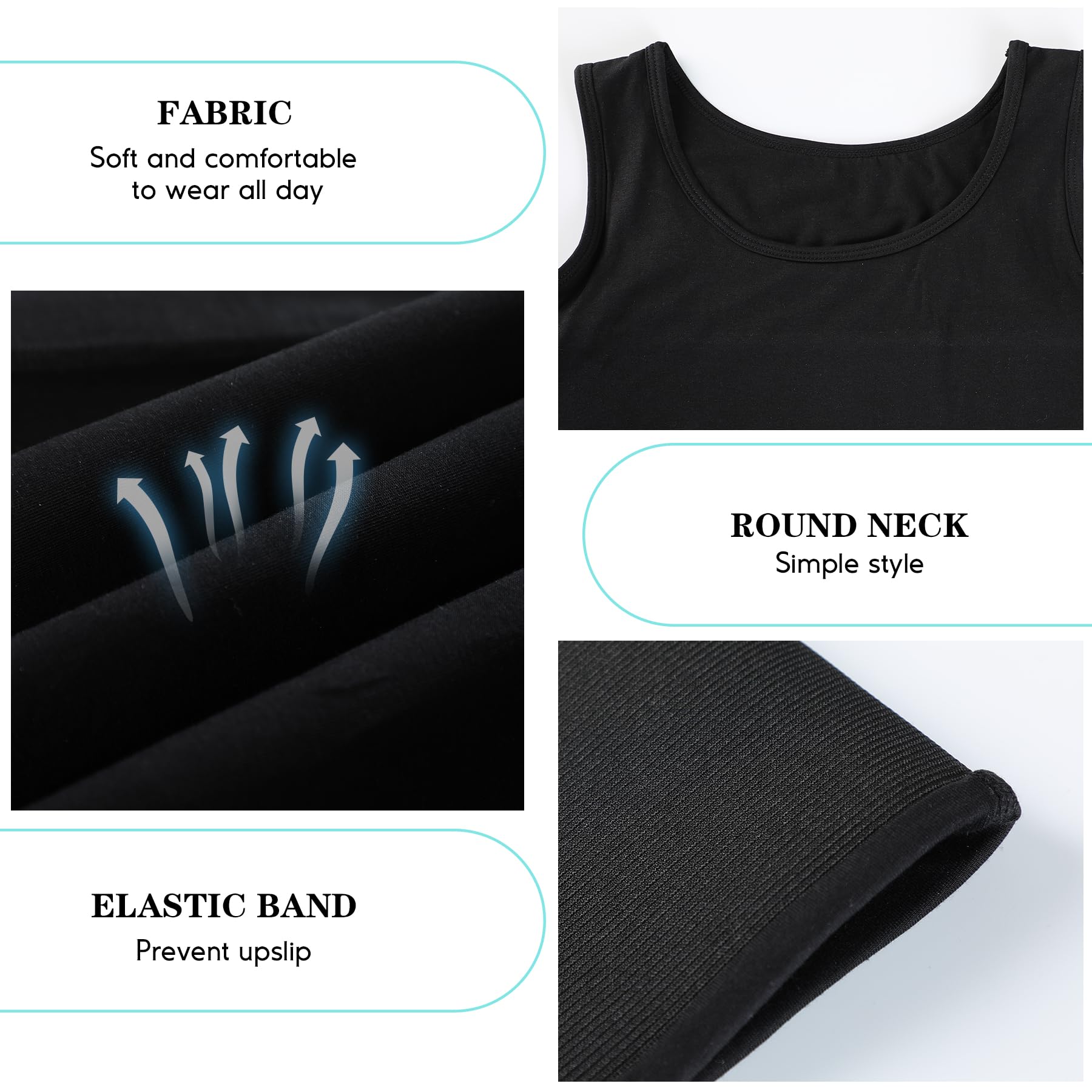 LODAY Women Transgender Tomboy FTM Elastic Chest Binder Bra Pullover Tank Top (3X-Large, Black)