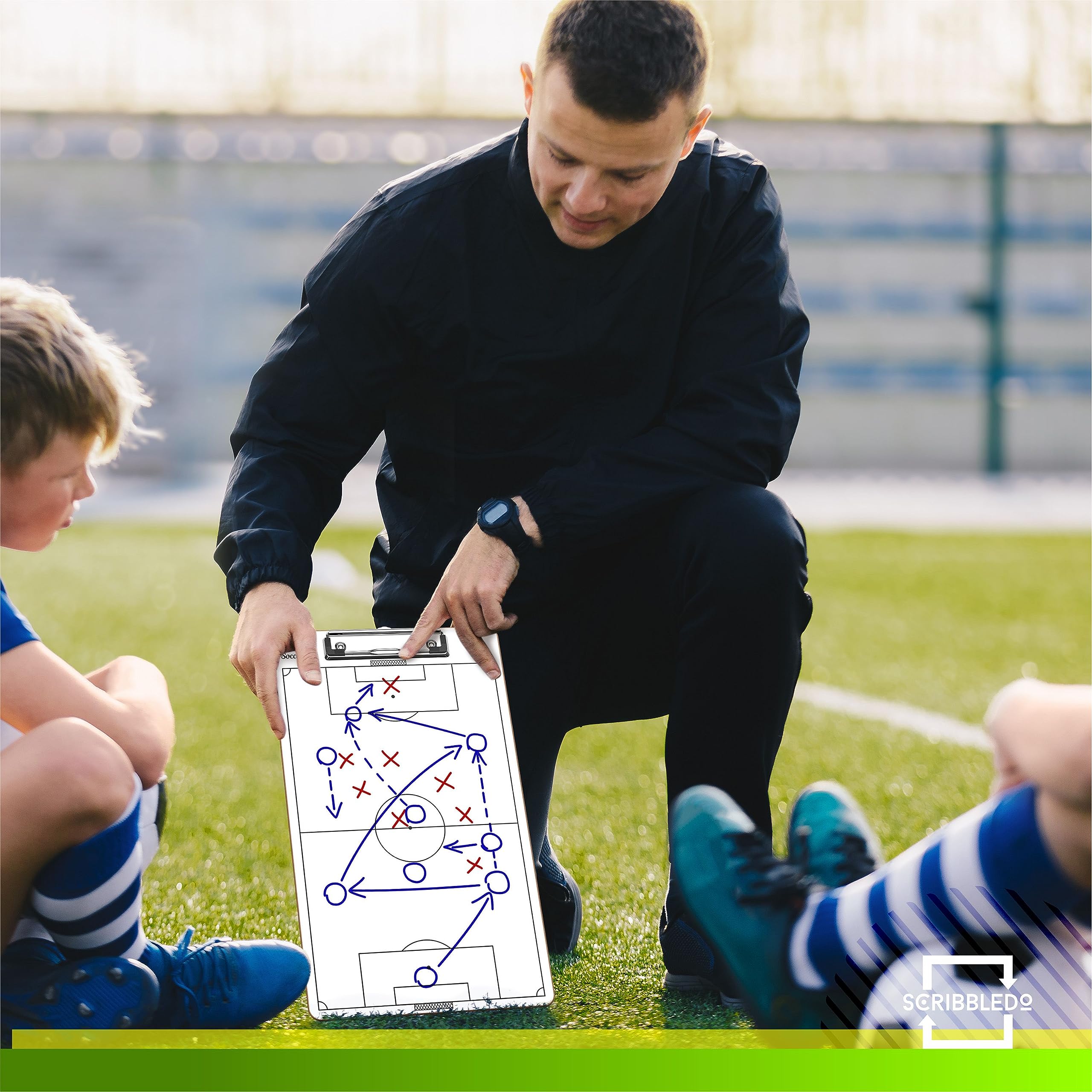 Scribbledo Soccer Dry Erase Coaching Board 15"x9" Soccer Whiteboard for Coaches Soccer Coaching Equipment Accessories Tactics Field Board Clipboard The Perfect Coach Gifts