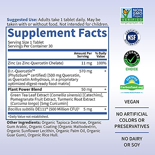 Garden of Life Quercetin Post Workout Recovery with Zinc, Turmeric & Green Tea โ Dr Formulated โ Healthy Inflammatory Response & Joint Support - Gluten Free, Non GMO, Carbon Neutral โ 30 Tablets