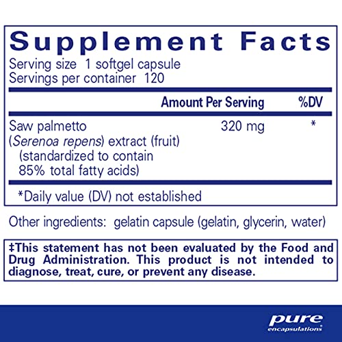 Pure Encapsulations Saw Palmetto 320 | Fatty Acids and Other Essential Nutrients to Support Testosterone Metabolism, and Urinary Function* | 120 Softgel Capsules