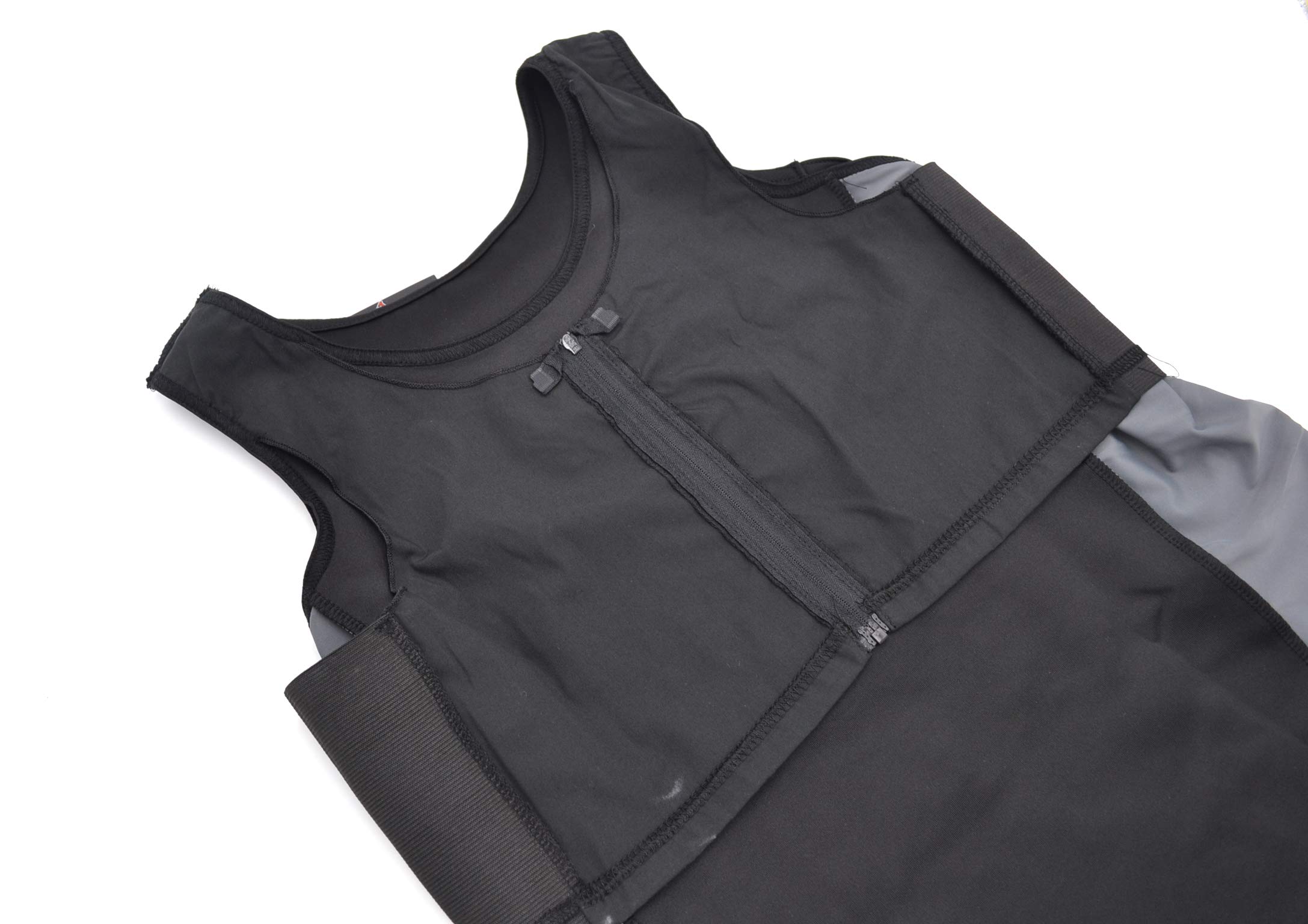 BaronHong Women Lesbian Tomboy Zip Up Chest Binder Quick-Drying Swimwear Vest Tank Top+Swimming Pants(Black,S)