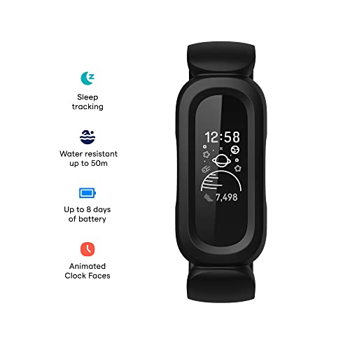 Fitbit Ace 3 Activity Tracker for Kids 6+ One Size, Black/Racer Red