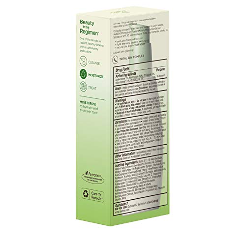 Aveeno Positively Radiant Daily Facial Moisturizer with Total Soy Complex and Broad Spectrum SPF 30 Sunscreen, Oil-Free and Non-Comedogenic, 2.5 fl. oz