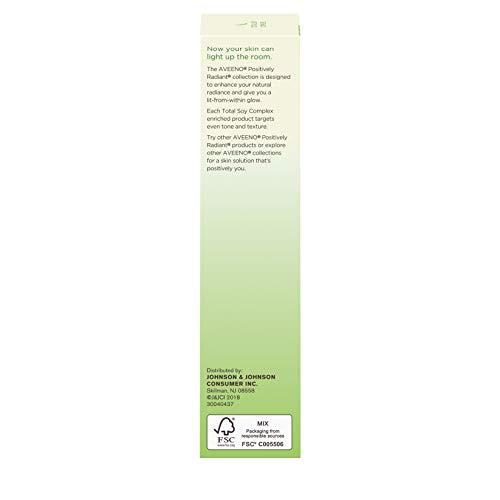 Aveeno Positively Radiant Daily Facial Moisturizer with Total Soy Complex and Broad Spectrum SPF 30 Sunscreen, Oil-Free and Non-Comedogenic, 2.5 fl. oz