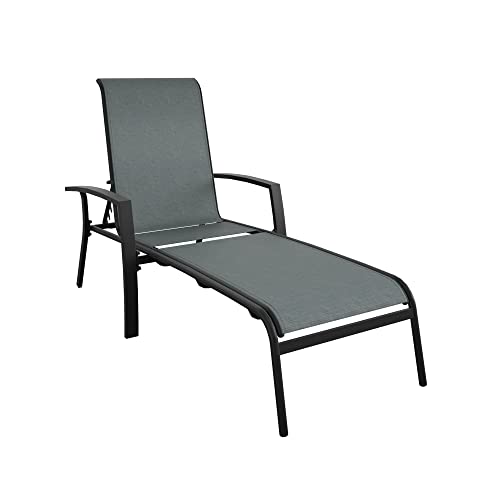 Cosco Outdoor Adjustable Aluminum Chaise Lounge Patio Furniture Set, 2-Pack, Black and Blue
