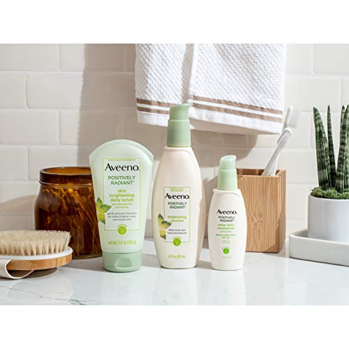 Aveeno Positively Radiant Sheer Daily Moisturizing Lotion for Dry Skin with Total Soy Complex and SPF 30 Sunscreen, Oil-Free and Non-Comedogenic, 2.5 fl. oz