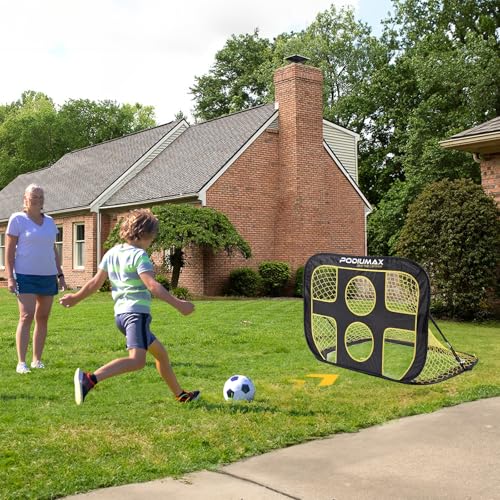 PodiuMax 2 in 1 Pop Up Soccer Goal - Indoor Outdoor Soccer Target Net for Improving Passing and Shooting Accuracy | Portable with Carrying Bag