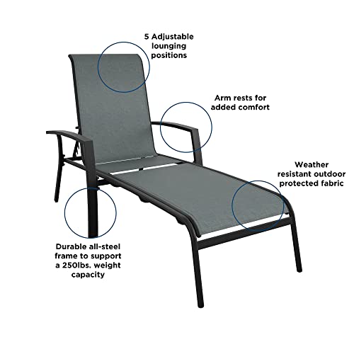 Cosco Outdoor Adjustable Aluminum Chaise Lounge Patio Furniture Set, 2-Pack, Black and Blue