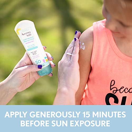 Aveeno Kids Continuous Protection Sensitive Skin Mineral SPF 50 Sunscreen Stick, 100% Zinc Oxide for Face & Body, Sweat- & Water-Resistant Sunscreen Stick for Children, SPF 50, 1.5 oz