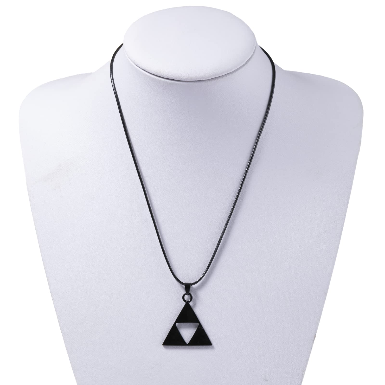 Winssigma Stainless Steel Ring for Men, Triangle Pendant Necklace Cosplay Jewelry Set for Gaming Enthusiast(Black #11)