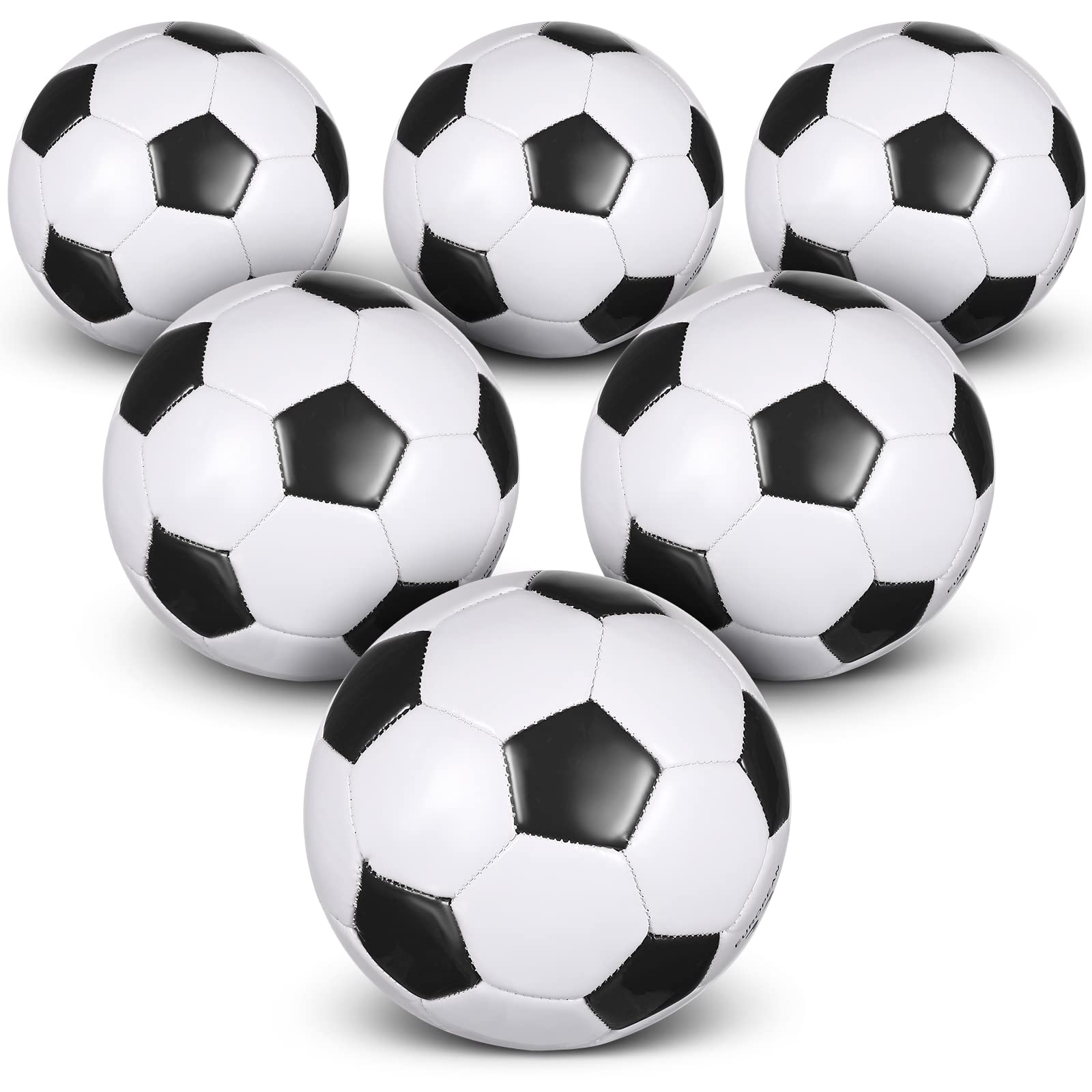 Deekin 6 Pcs Soccer Ball Bulk with Pump Teamwork Outdoor Sport Soccer Ball Bulk Game Training Soccer Ball for School Sport Teen Adult Child(Size 3,Black)