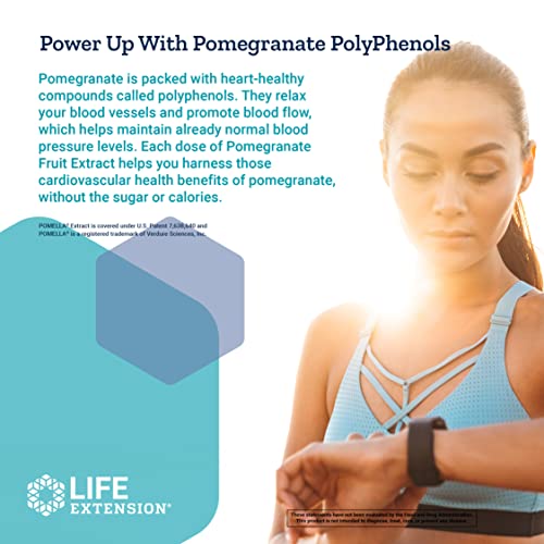 Life Extension Pomegranate Supplement for Cardiovascular Health Support β Non-GMO, Gluten-Free - 30 Vegetarian Capsules