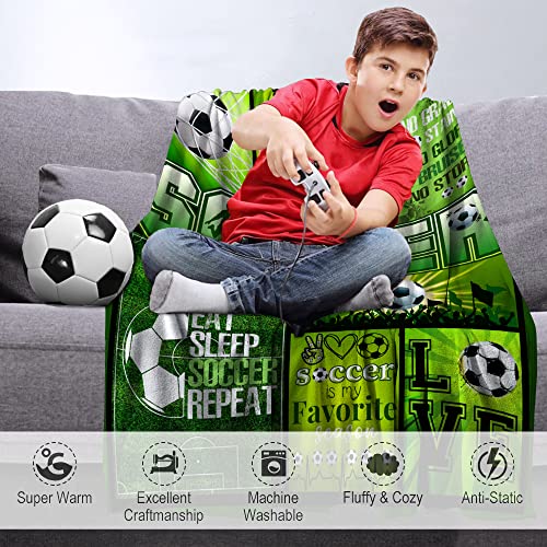 Soccer Blanket Gifts for Boys Men & Kids Teens Adults - Ultra Soft Warm Flannel Throw Blankets - 50"x40"