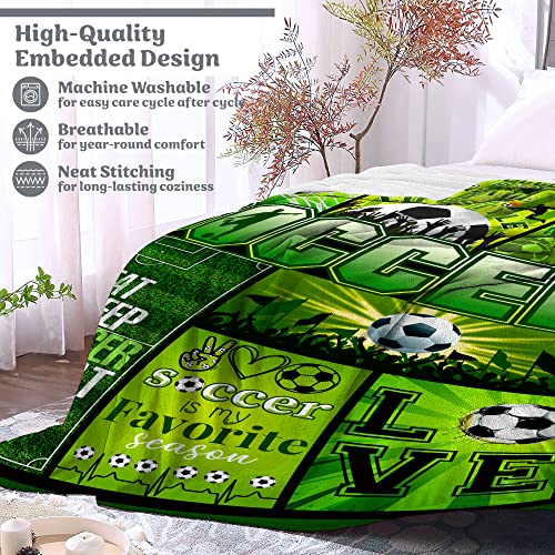 Soccer Blanket Gifts for Boys Men & Kids Teens Adults - Ultra Soft Warm Flannel Throw Blankets - 50"x40"